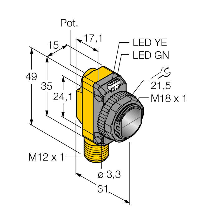 Photoelectric Sensor - Retroreflective Sensor with Polarizing Filter