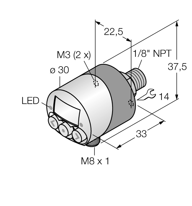 Pressure Sensor - IO-Link with 2 PNP Transistor Switching Outputs